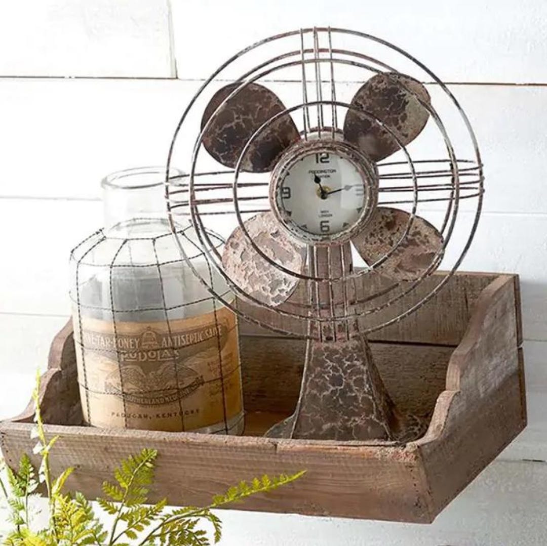 Vintage Inspired Desk Fan With Clock - Etsy