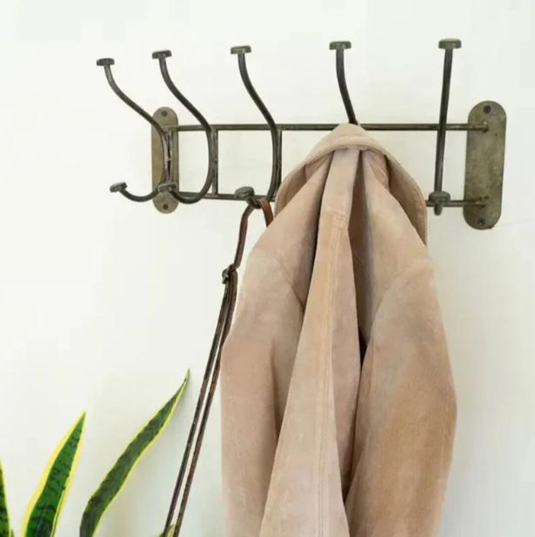 Vintage Curved Iron Wall Coat Rack - Etsy