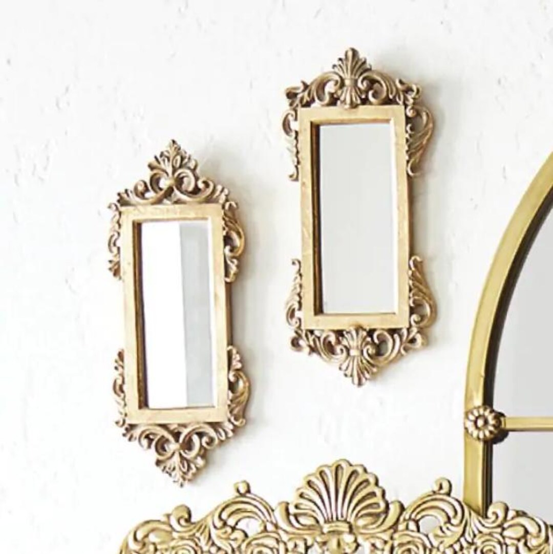 Antique Ornate Gold Rectangle Mirror Set of 2 - Etsy