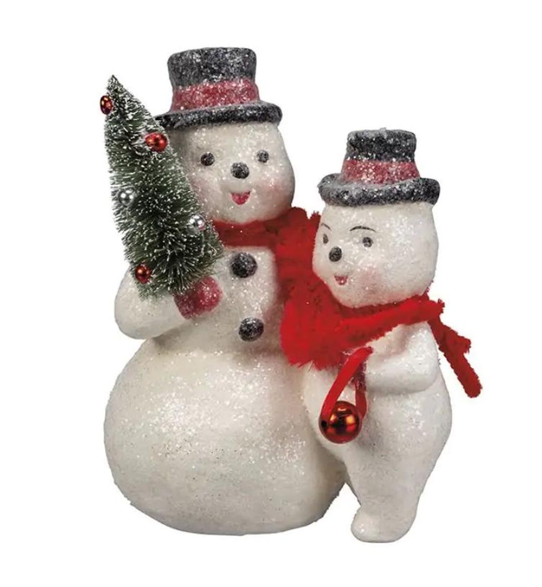Vintage Retro Inspired Snowman Pair Figurine - Etsy