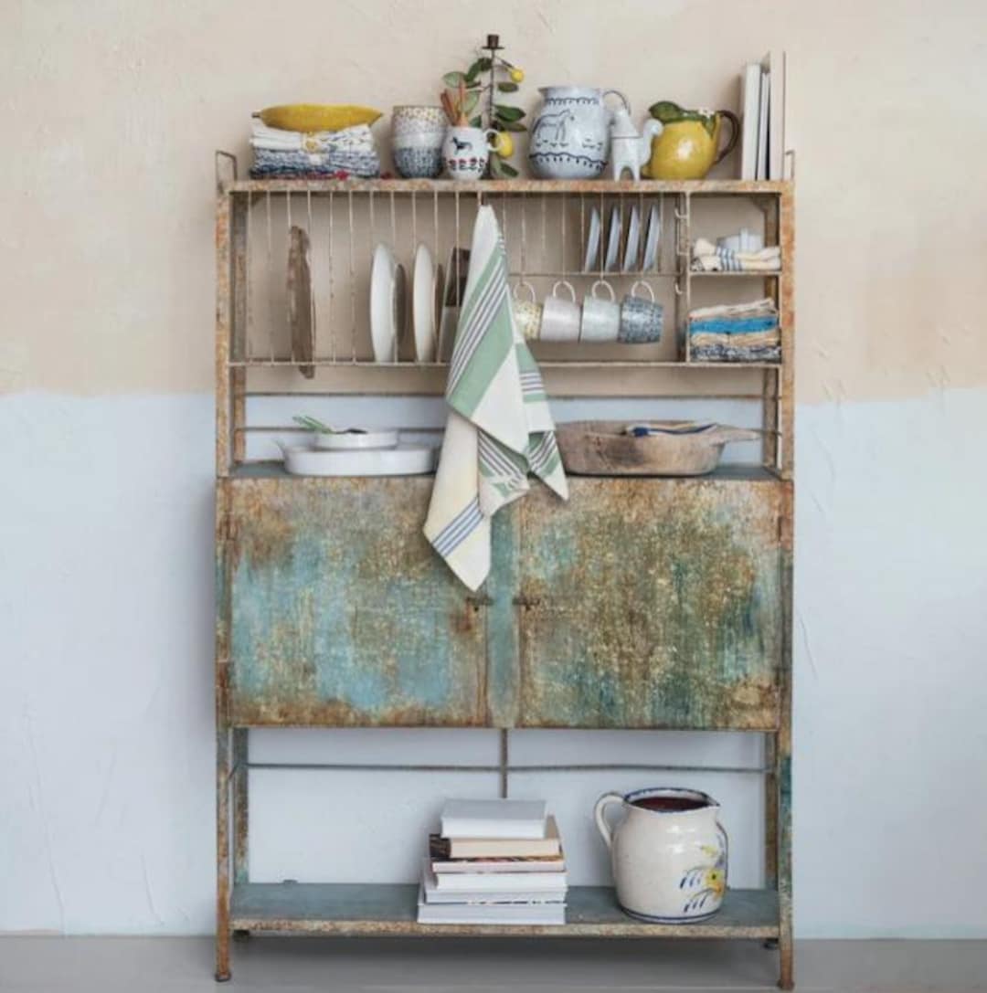 Vintage Style Rustic Metal Cabinet - Etsy