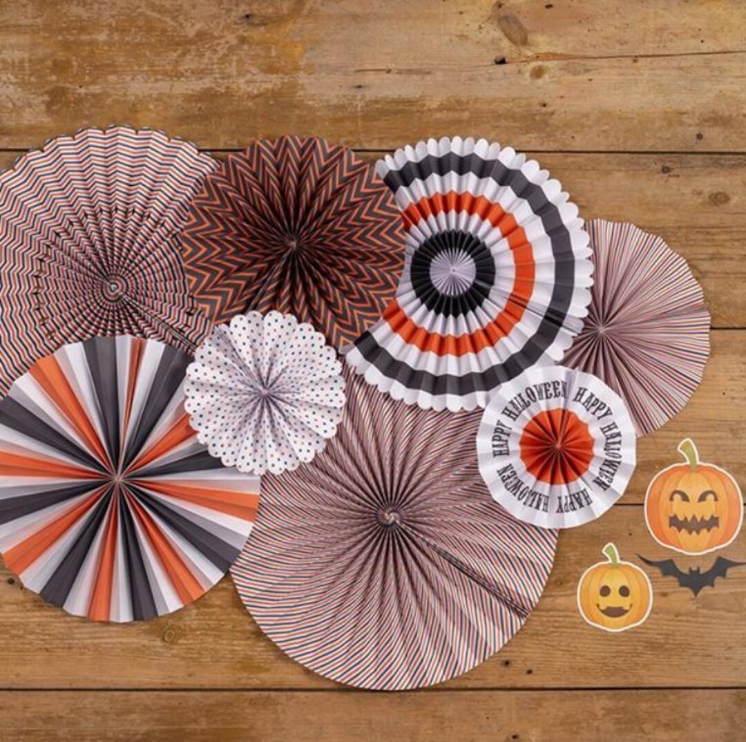 Vintage Decorative Halloween Paper Fans Set of 8 - Etsy