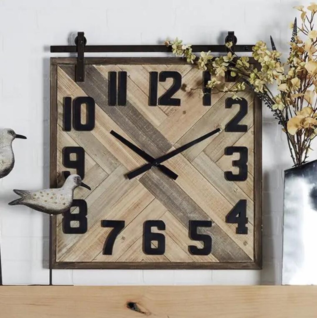 Vintage Square Farmhouse Wall Clock - Etsy
