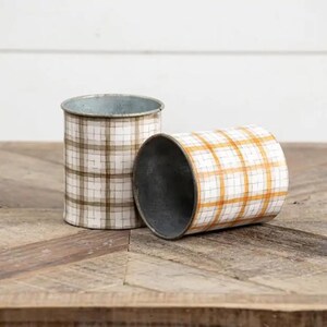 Vintage Farmhouse Fall Plaid Metal Bucket Set of 2 - Etsy