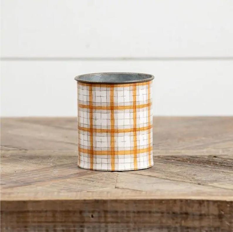 Vintage Farmhouse Fall Plaid Metal Bucket Set of 2 - Etsy
