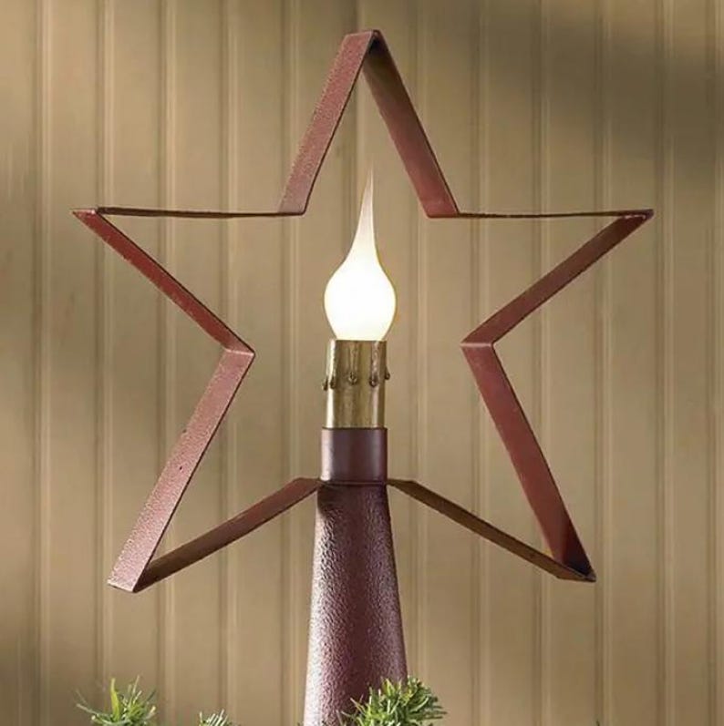 Vintage Red Star Lighted Tree Topper - Etsy