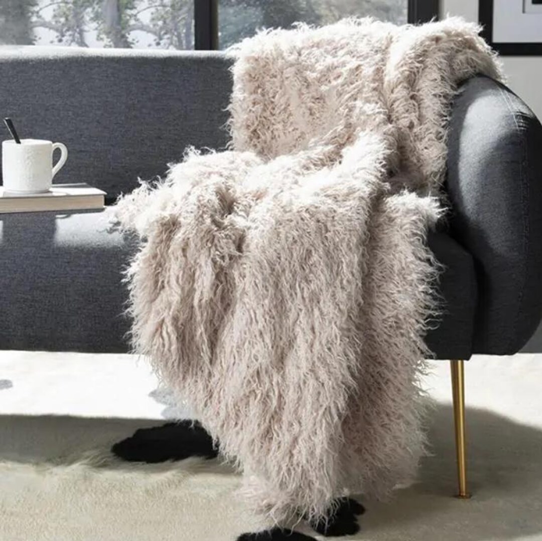 Vintage Faux Sheepskin Throw Blanket - Etsy