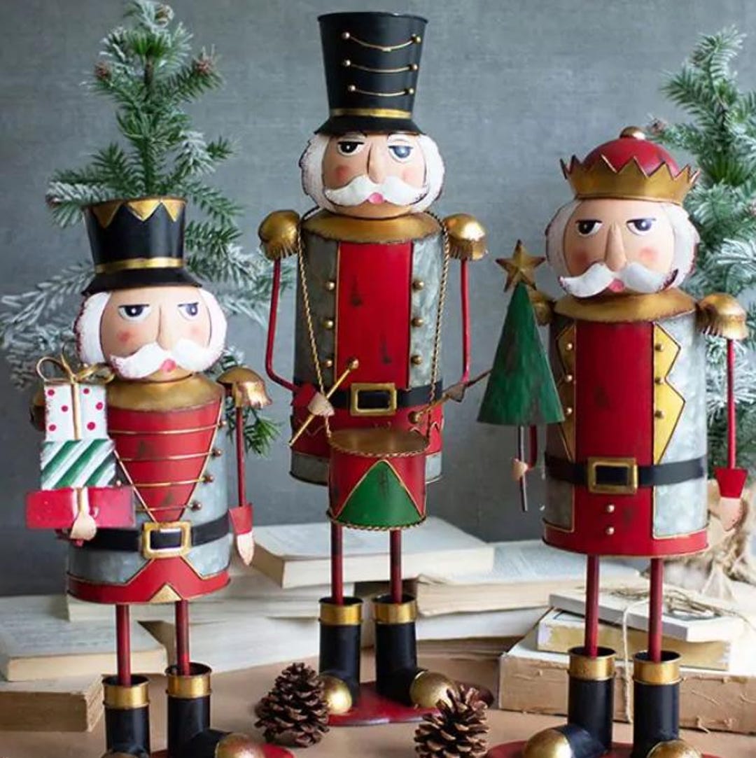 Vintage Old World Painted Metal Nutcracker Set of 3 - Etsy