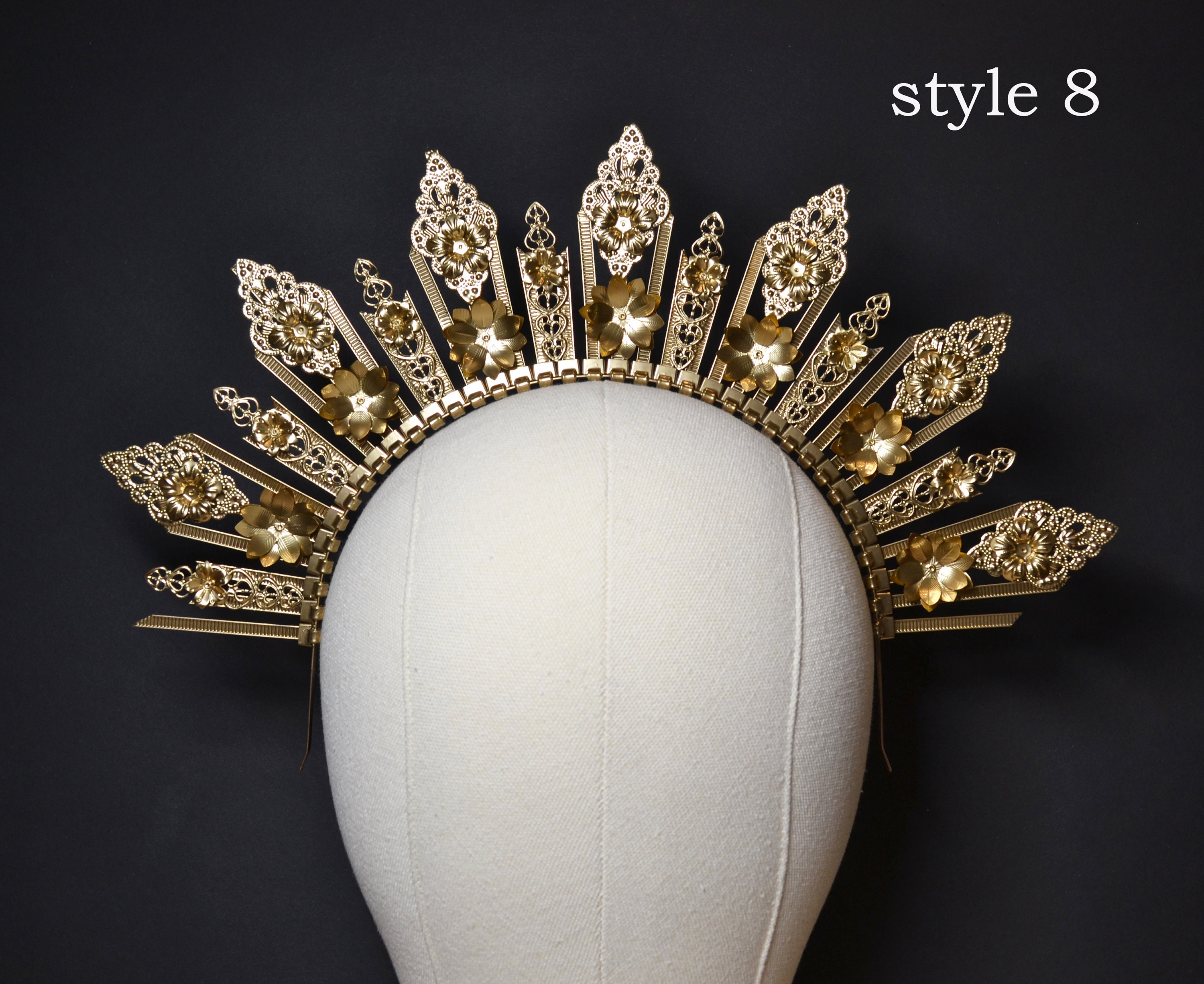 Sun crown goddess crown sunburst crown gold sun halo crown | Etsy