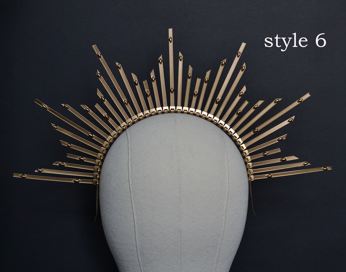Sun crown goddess crown sunburst crown gold sun halo crown | Etsy