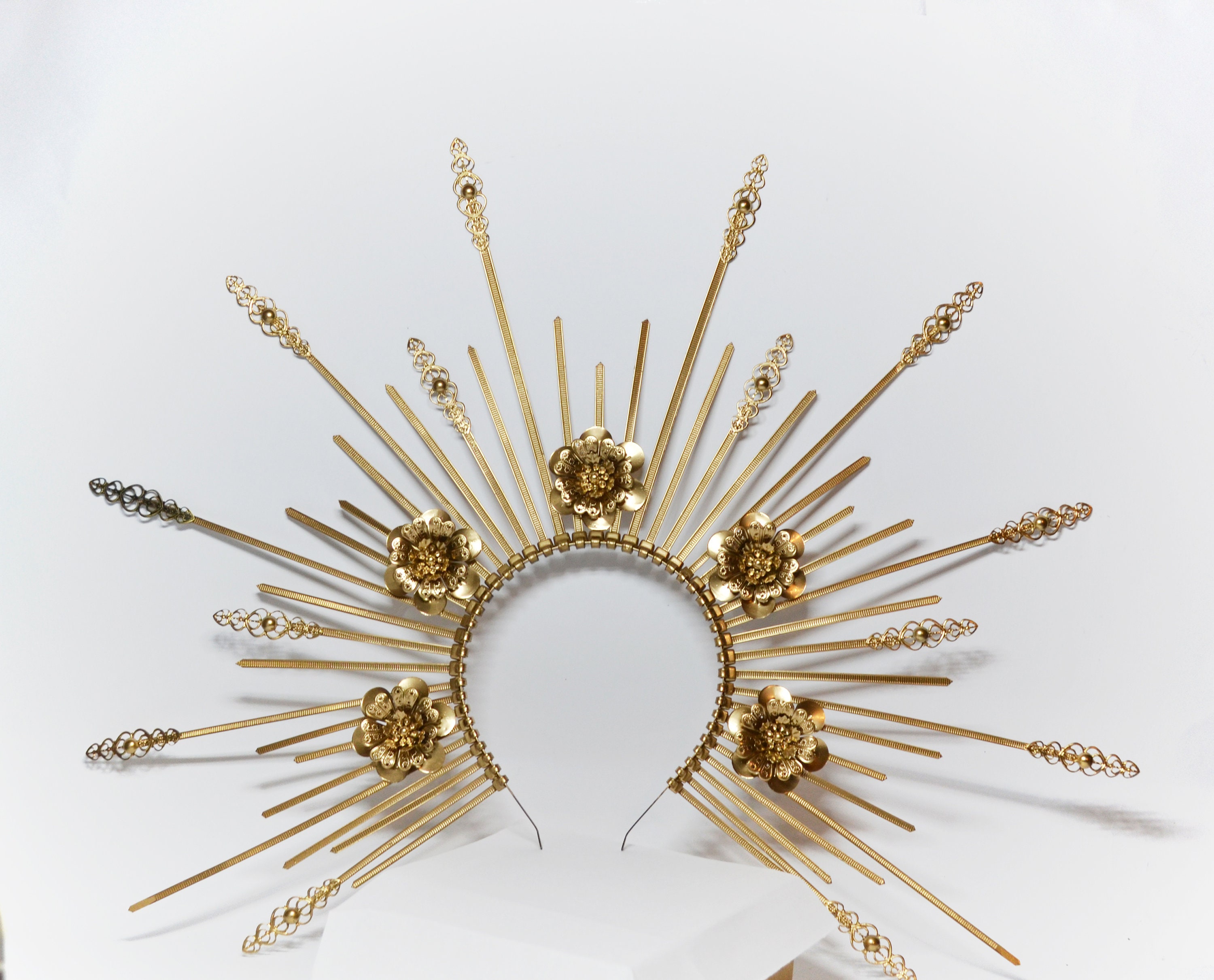 Sun halo crown headpiece goddess crown sunburst crown gold | Etsy