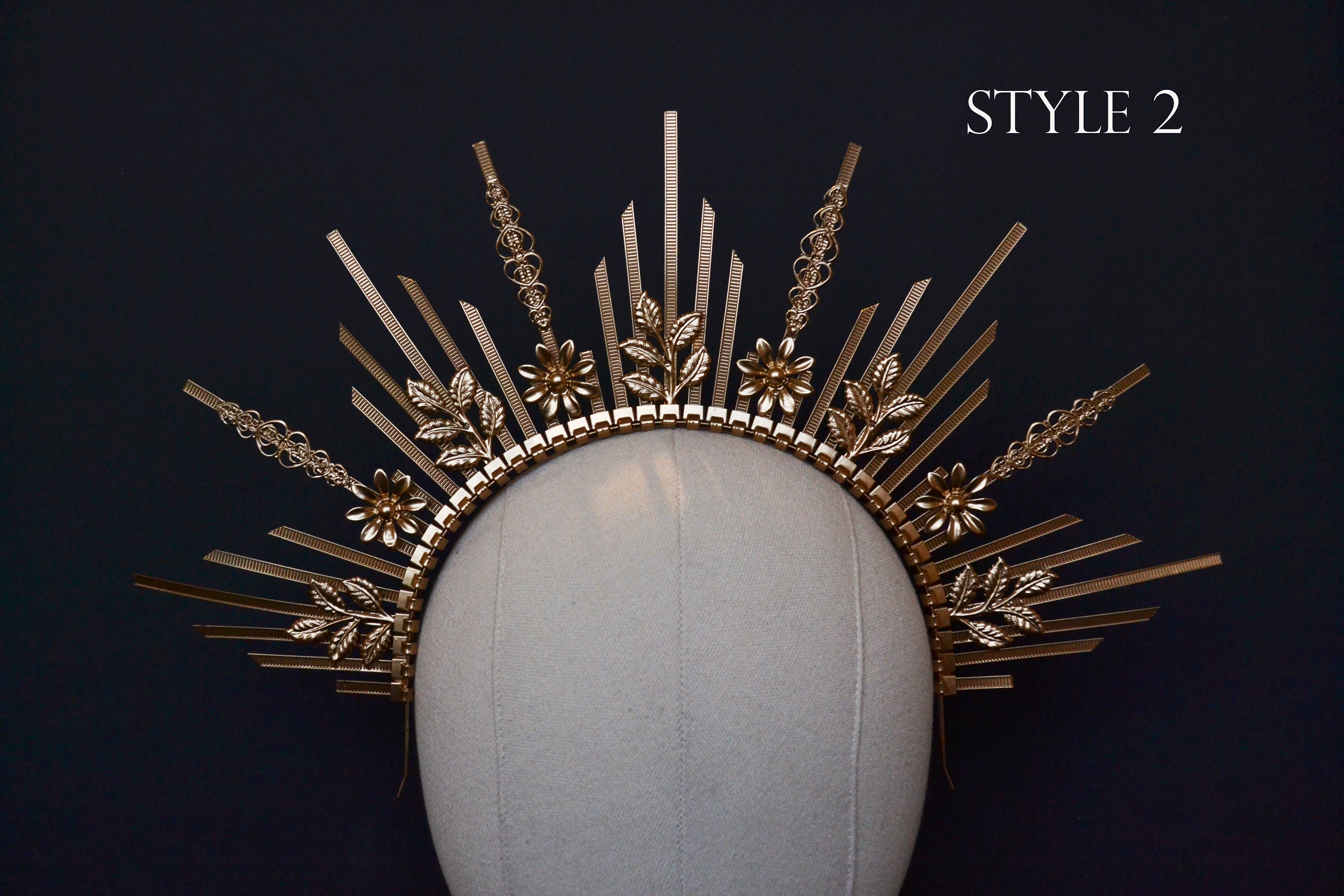 Goddess crown Sun crown Gold halo crown Sunburst crown gold | Etsy