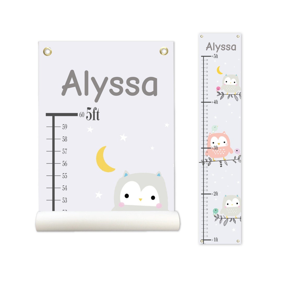 Owl, Personalized Growth Chart, Cute Owl, Height Chart, Kids Growth ...