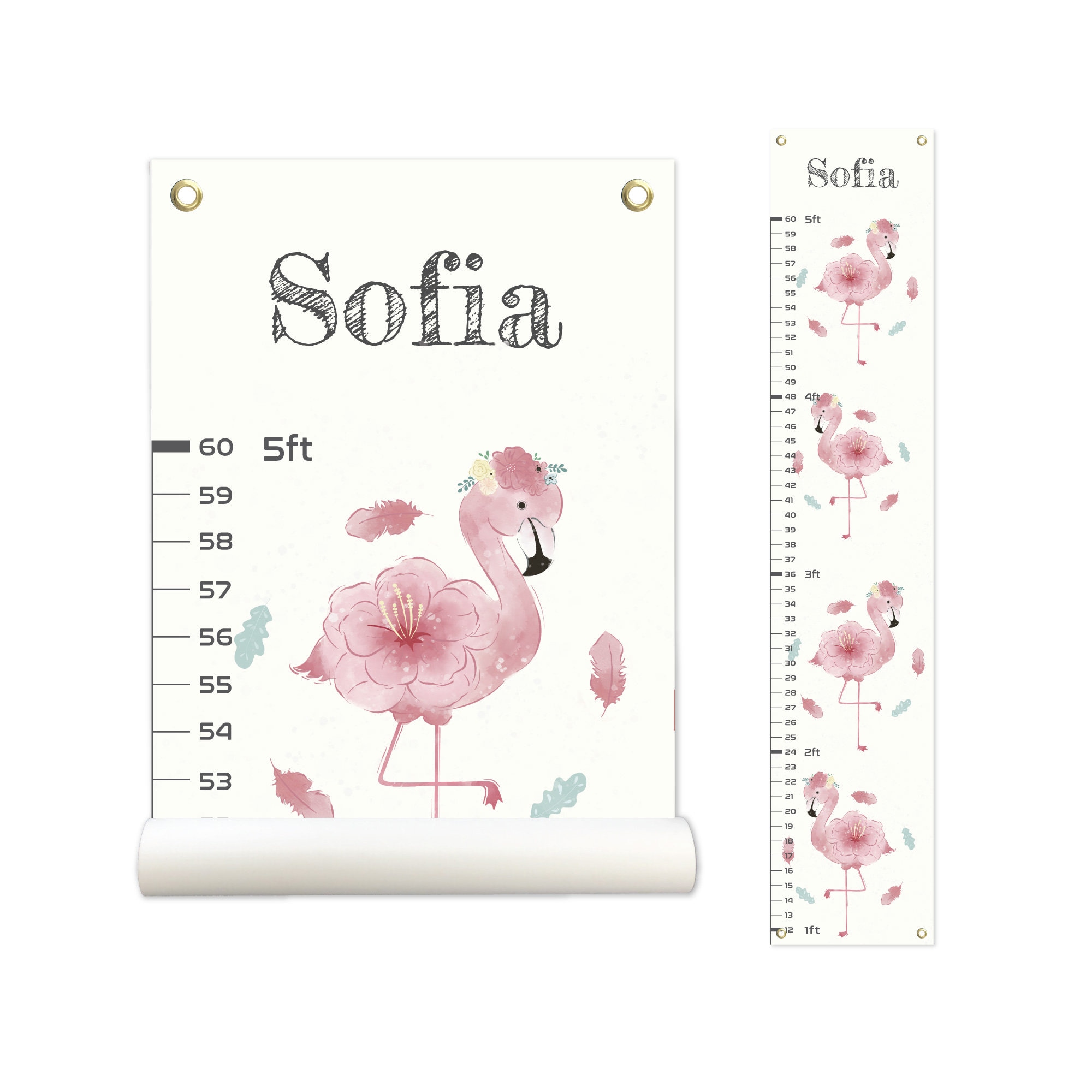 Flamingo Personalized Growth Chart Height Chart Kids Growth - Etsy