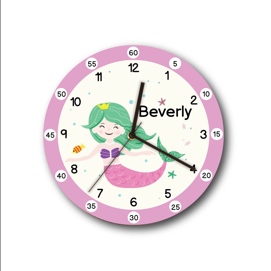 Personalized Kids Wall Clock, Girl Wall Clock, Educational Clock ...