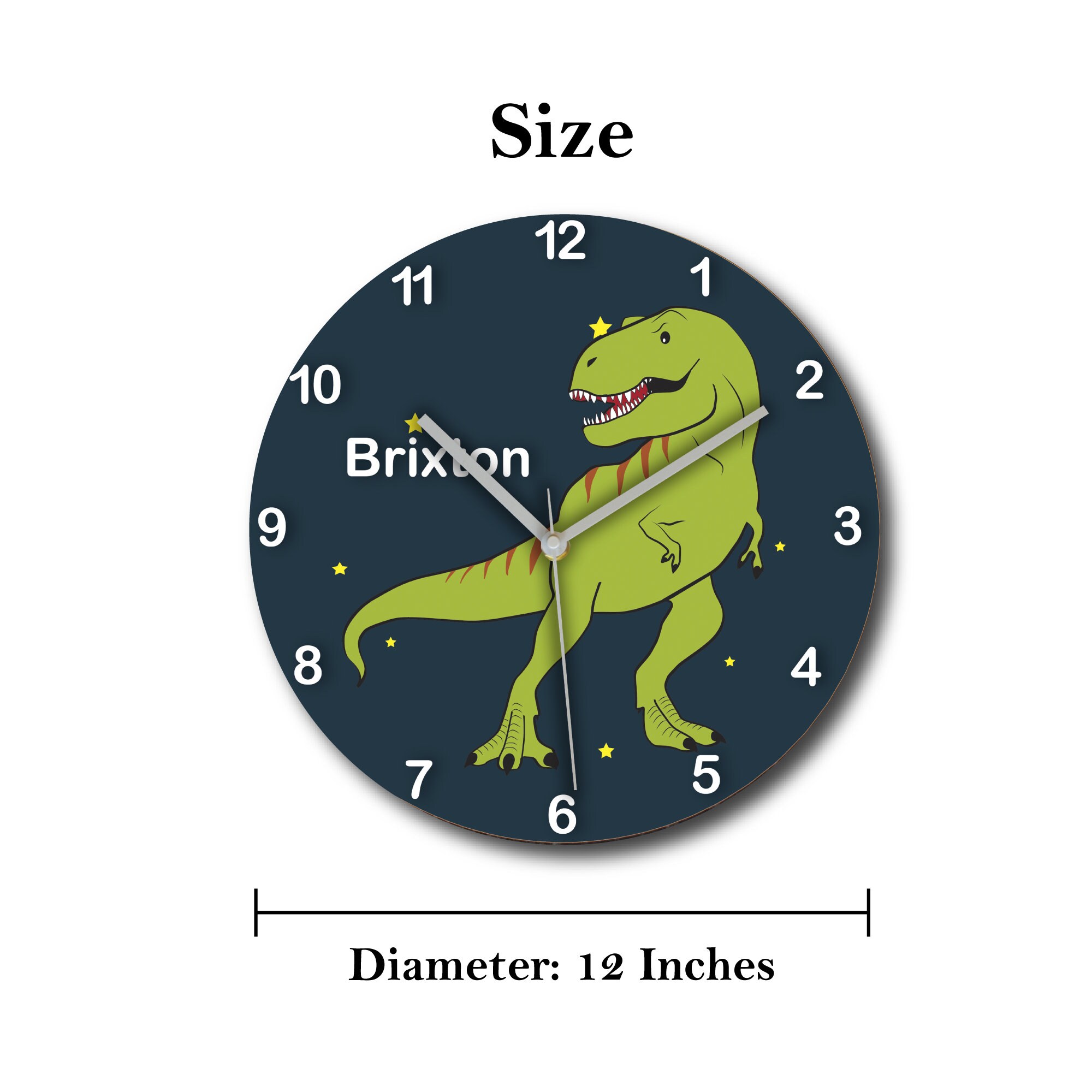 Dinosaurs personalized kids wall clock Girl and boy clock | Etsy