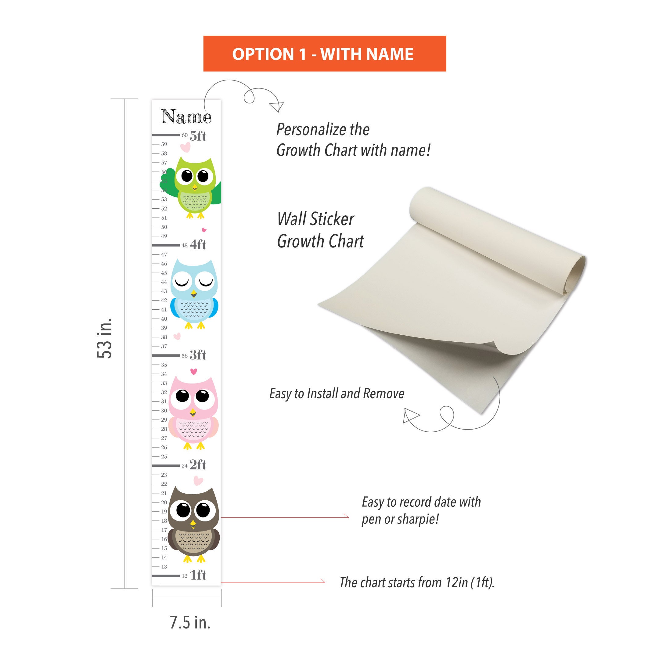 Personalized Growth Chart Wall Decal Height Chart Kids - Etsy