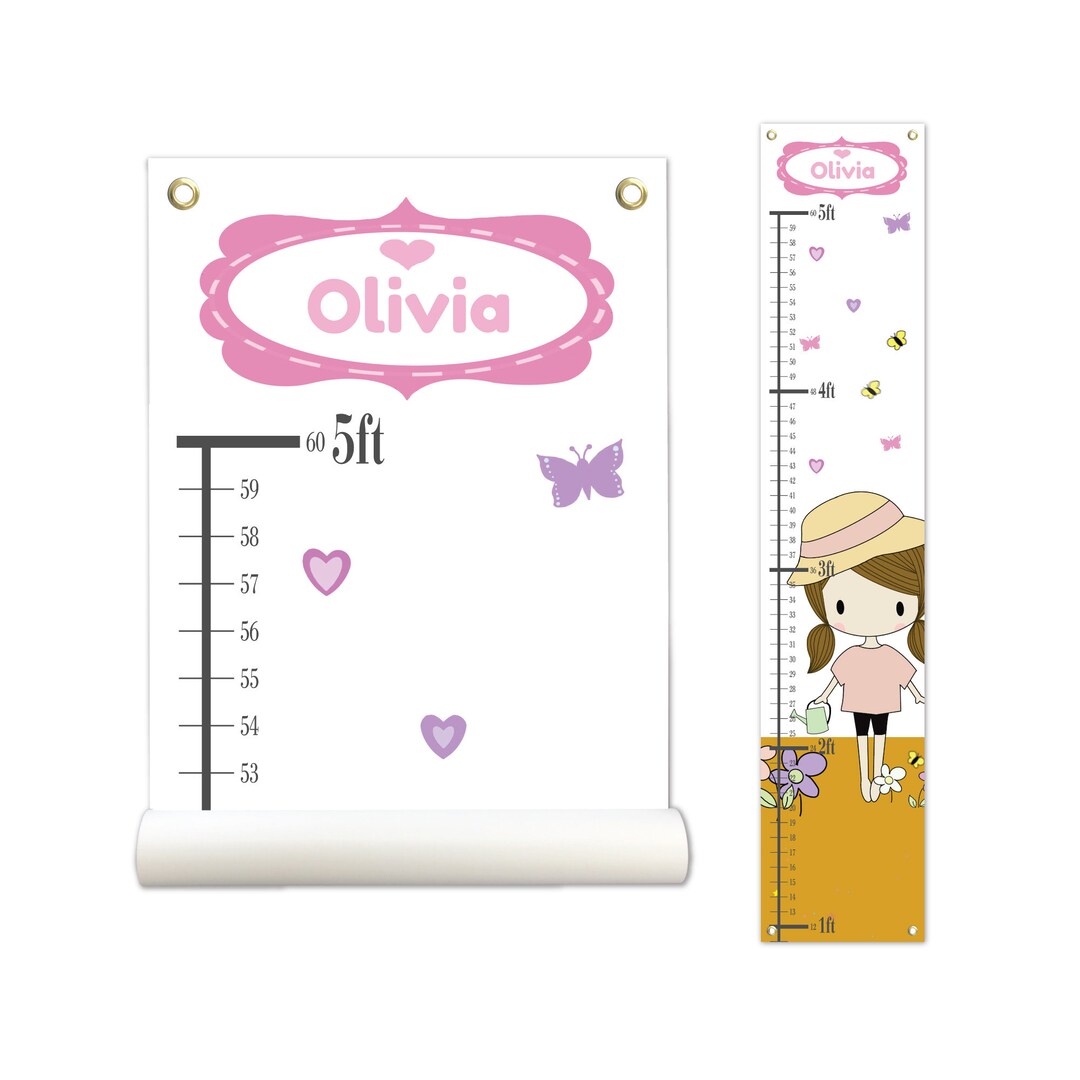 Personalized Growth Chart, Height Chart, Kids Growth Chart, Cute Growth ...