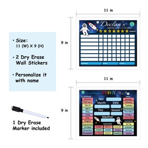 Space, Personalized Dry Erase Reward Chart and Kids Calendar Wall ...