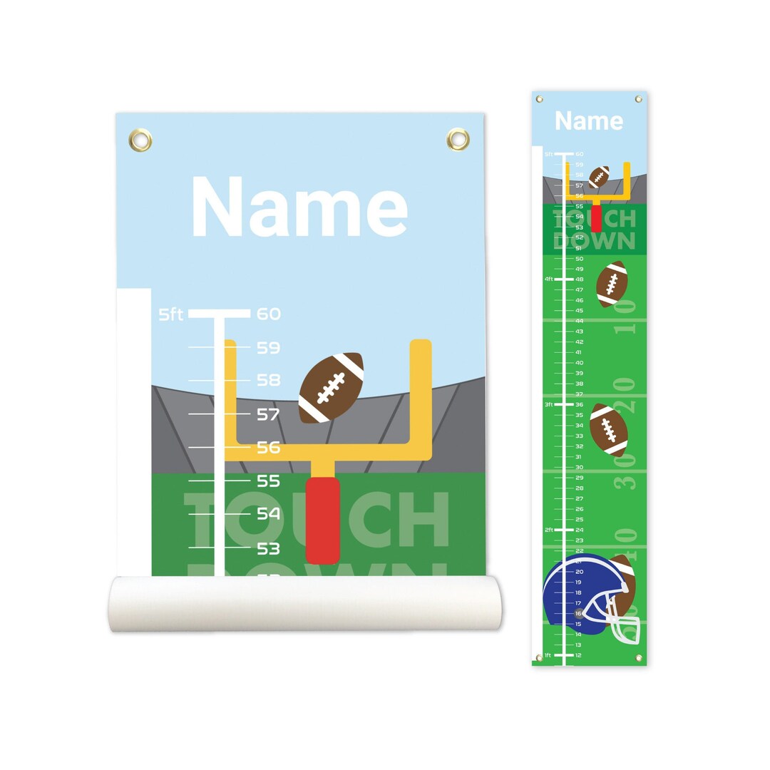 Football, Personalized Growth Chart, Height Chart, Kids Growth Chart ...
