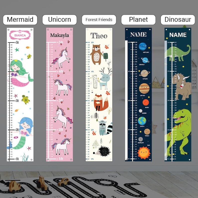 Personalized Kids Canvas Growth Chart With Name – Growth Wall Banner - Etsy