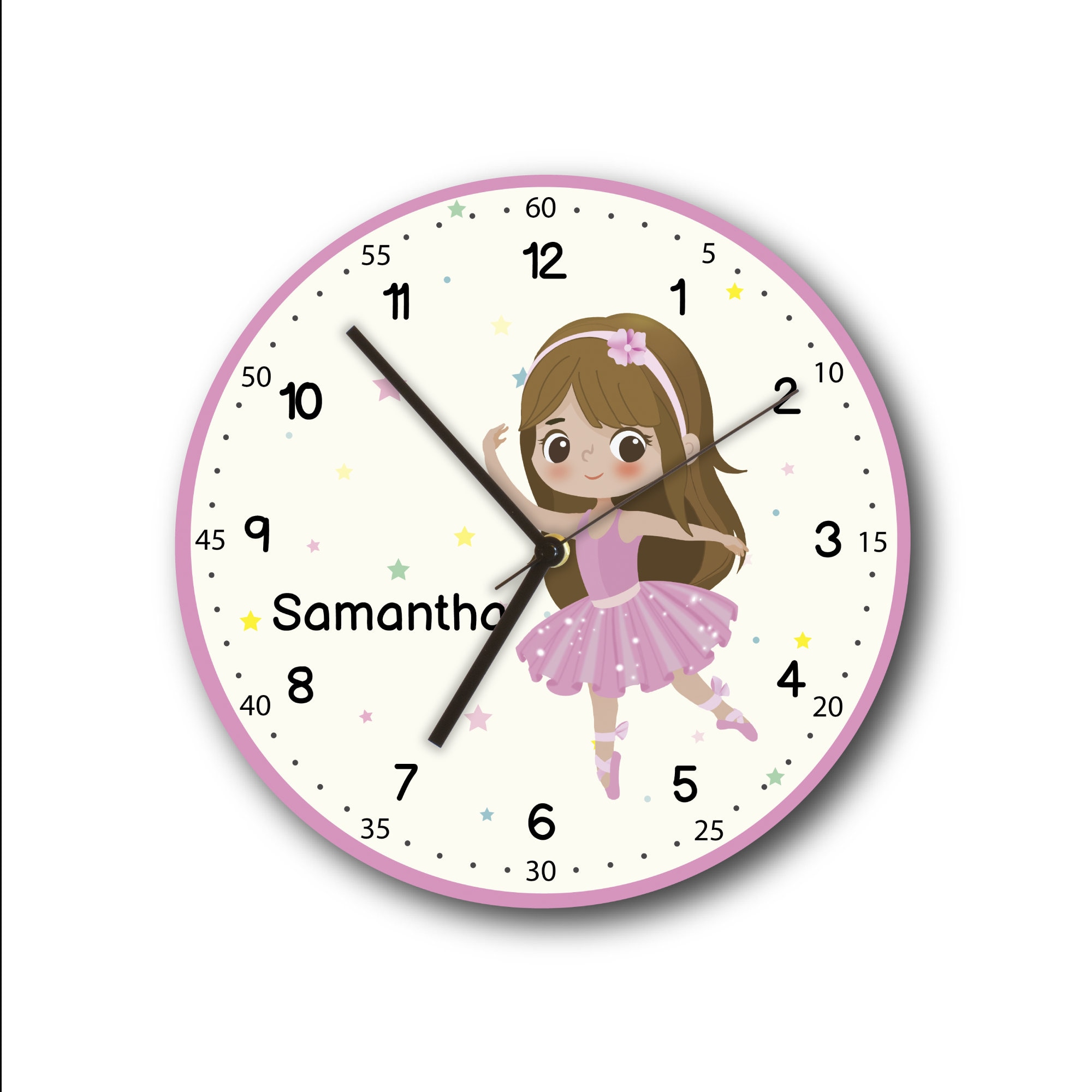 Personalized Kids Wall Clock Girl Wall Clock Educational - Etsy