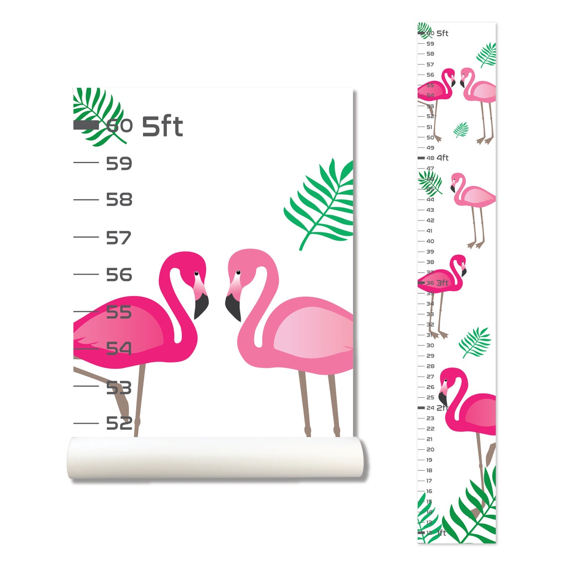 Flamingo Growth Chart Wall Decal Height Chart Kids Growth - Etsy