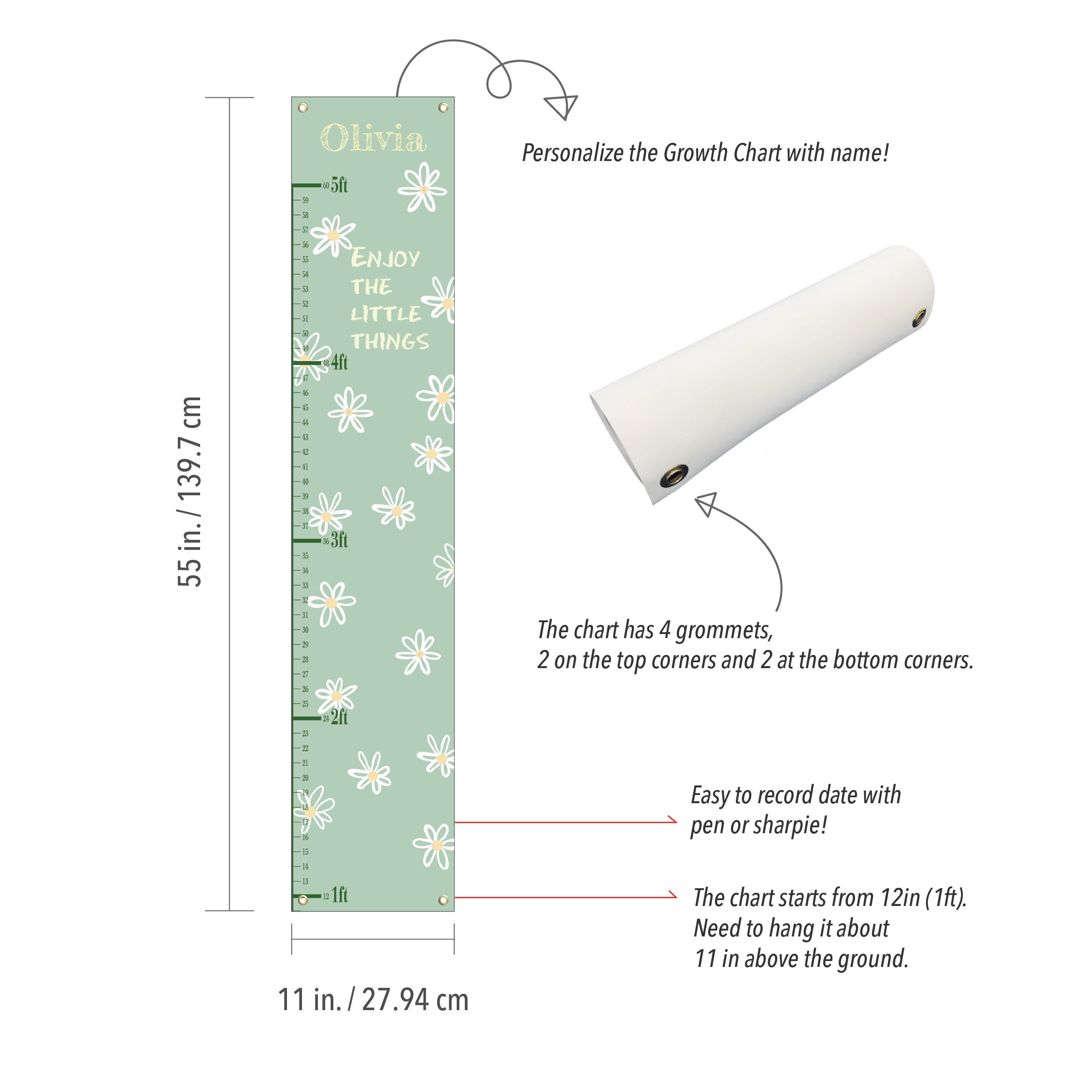 Personalized Growth Chart Height Chart Kids Growth Chart - Etsy