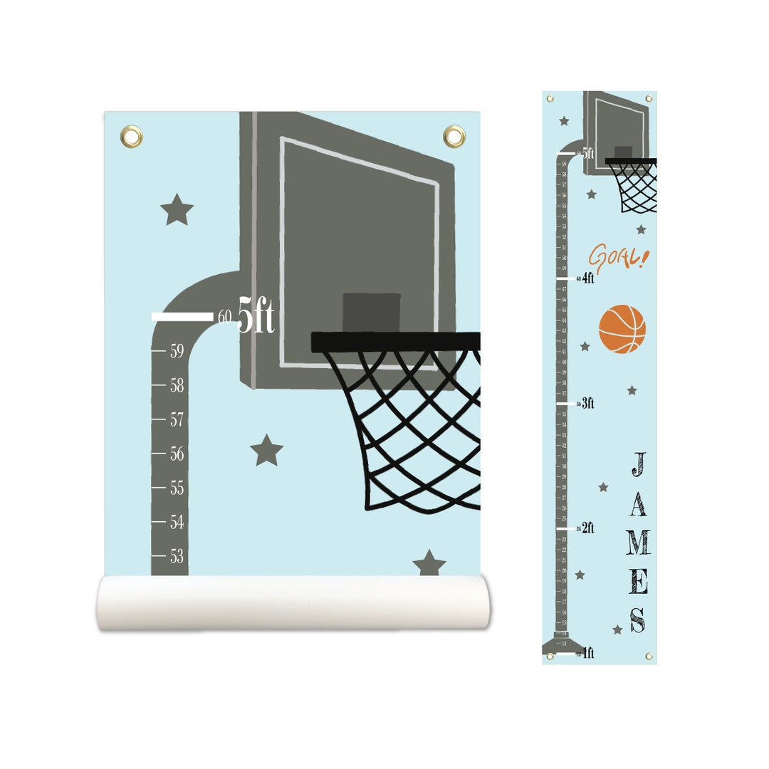 Personalized Growth Chart, Height Chart, Kids Growth Chart, Basketball ...