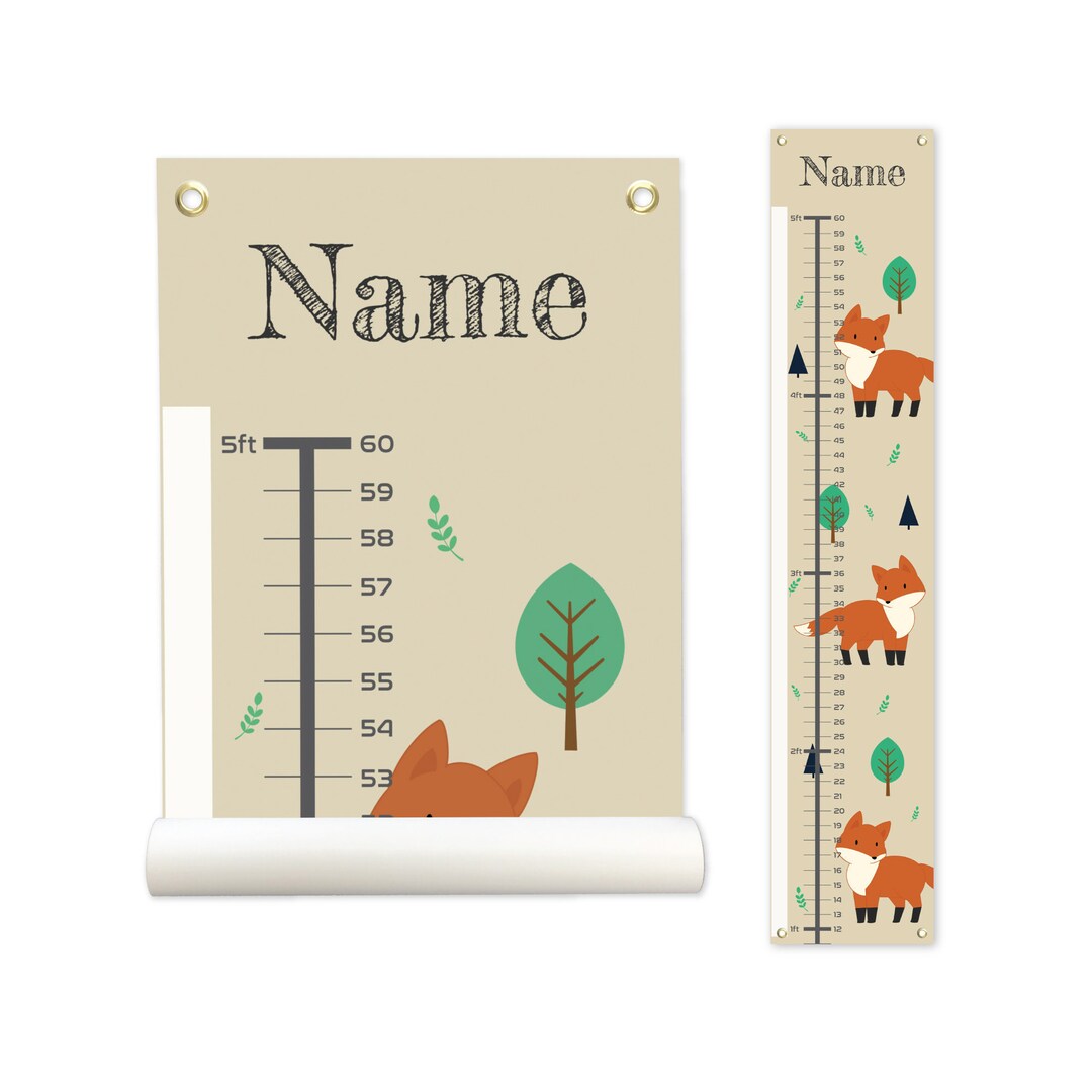 Fox, Personalized Growth Chart, Height Chart, Kids Growth Chart, Growth ...