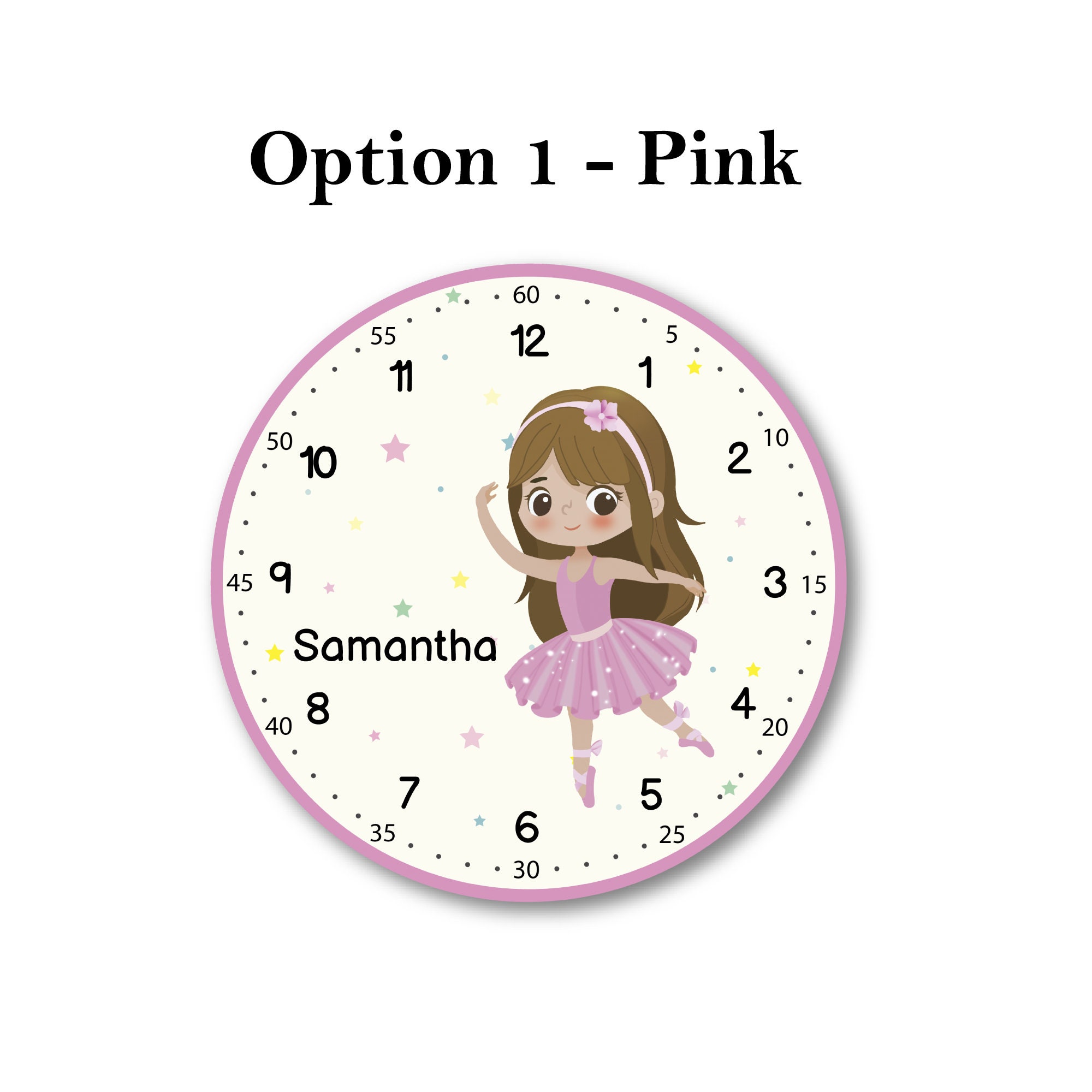Personalized Kids Wall Clock Girl Wall Clock Educational - Etsy