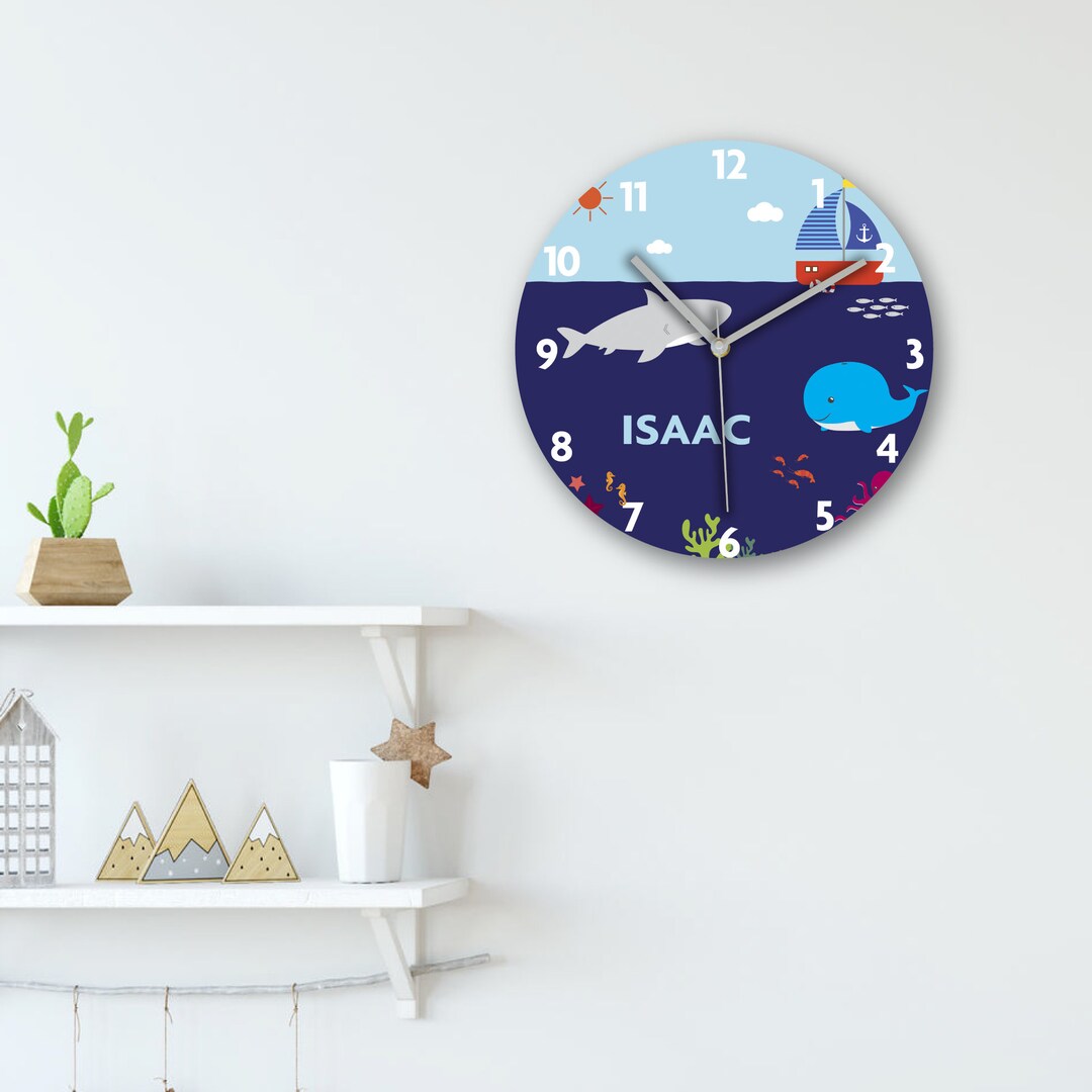 Ocean Theme Personalized Kids Wall Clock,kids Clock. Squire Clock ...
