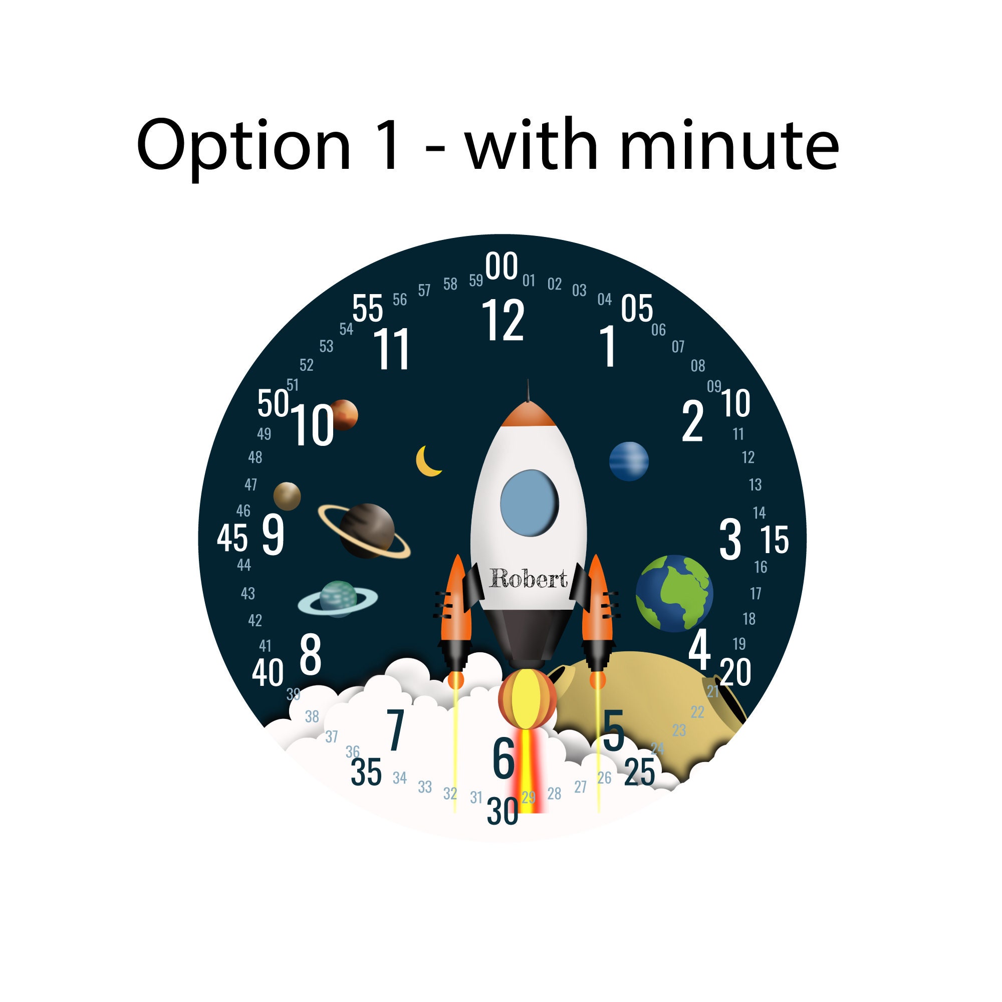 Planet Personalized Kids Wall Clock Kids Clock Educational | Etsy