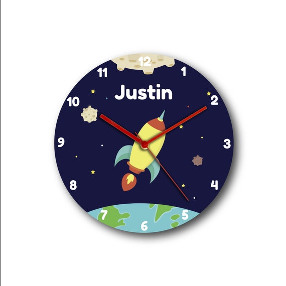 Spaceship Personalized Kids Wall Clock Clock for Boy Space - Etsy