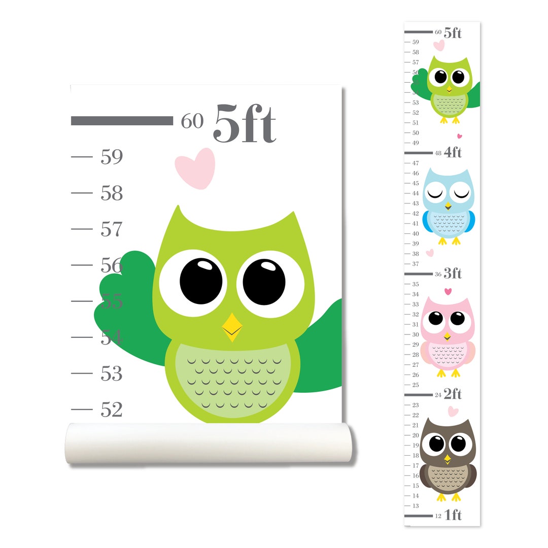 Owl, Growth Chart Wall Decal, Height Chart, Kids Growth Chart, Growth ...