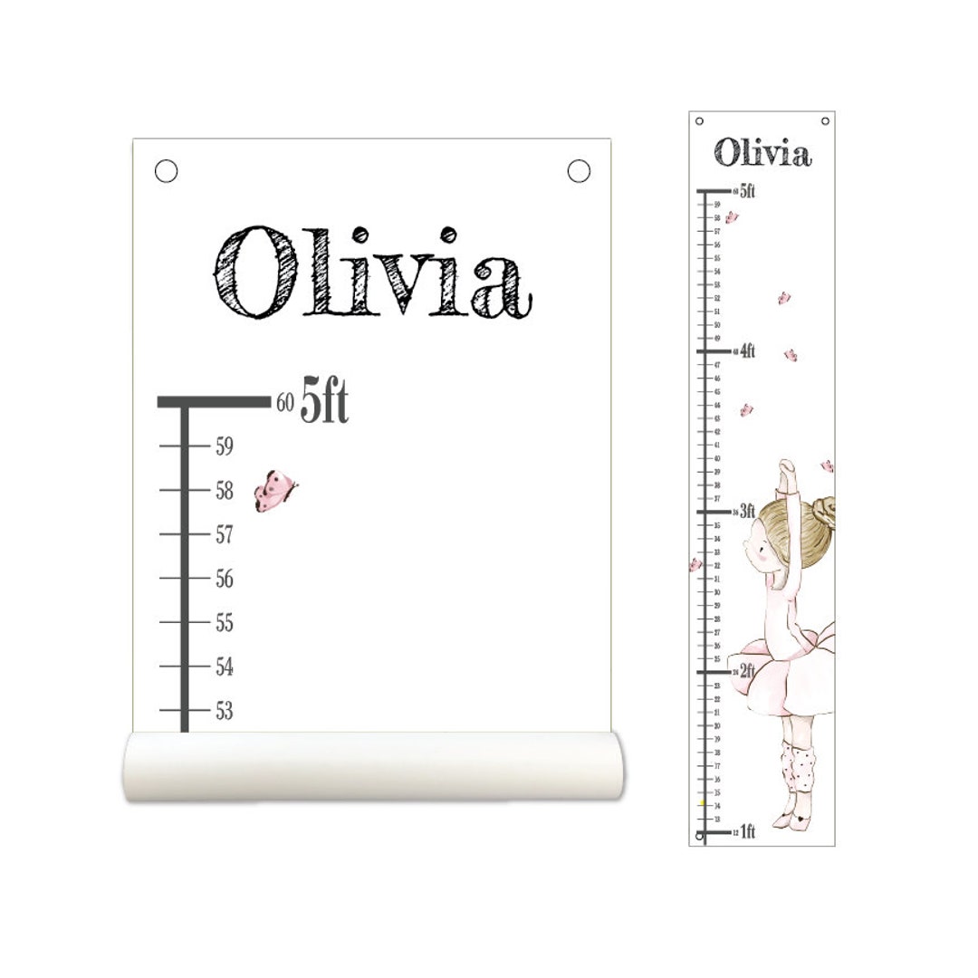 Ballerina, Personalized Growth Chart, Height Chart, Kids Growth Chart ...