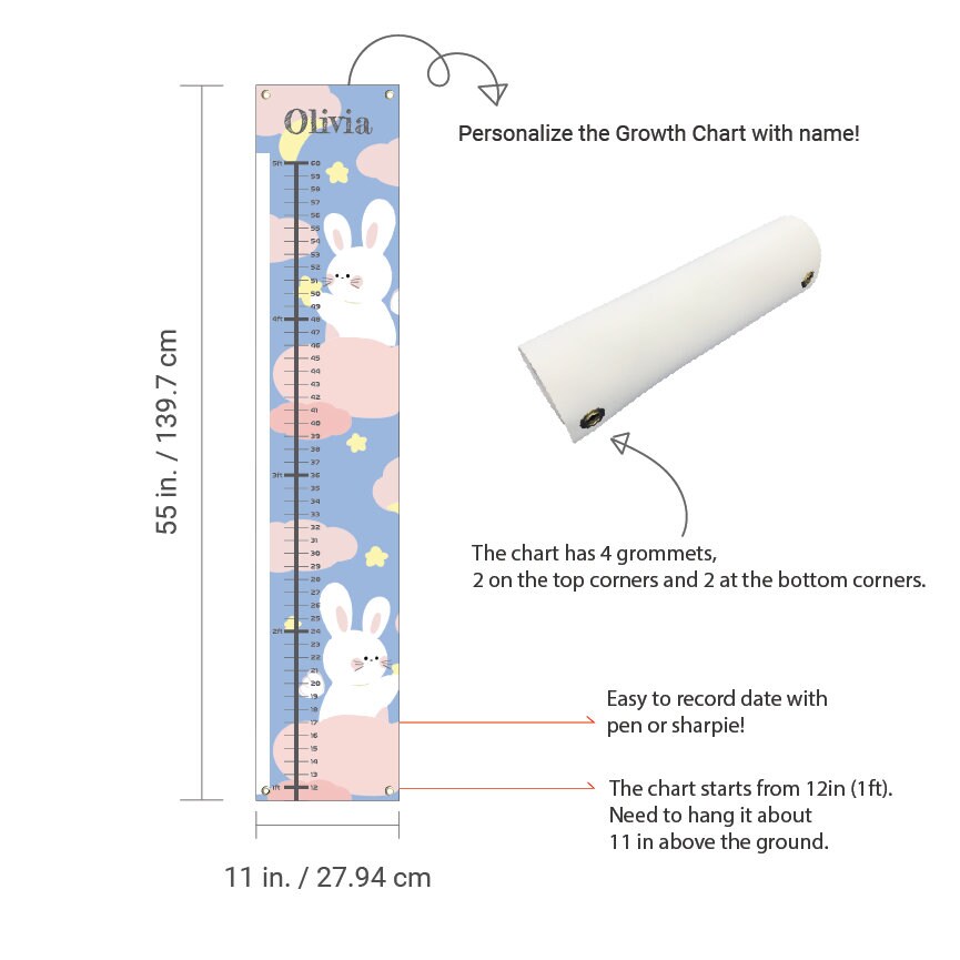 Personalized Growth Chart Height Chart Kids Growth Chart - Etsy