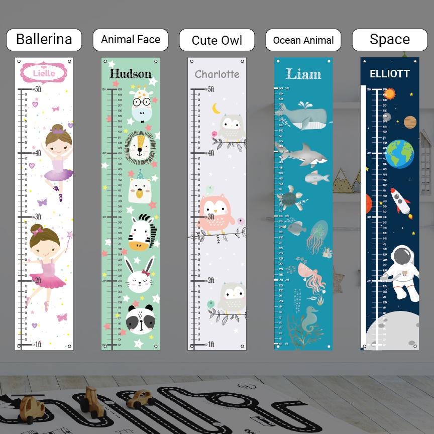 Personalized Kids Canvas Growth Chart With Name – Growth Wall Banner - Etsy