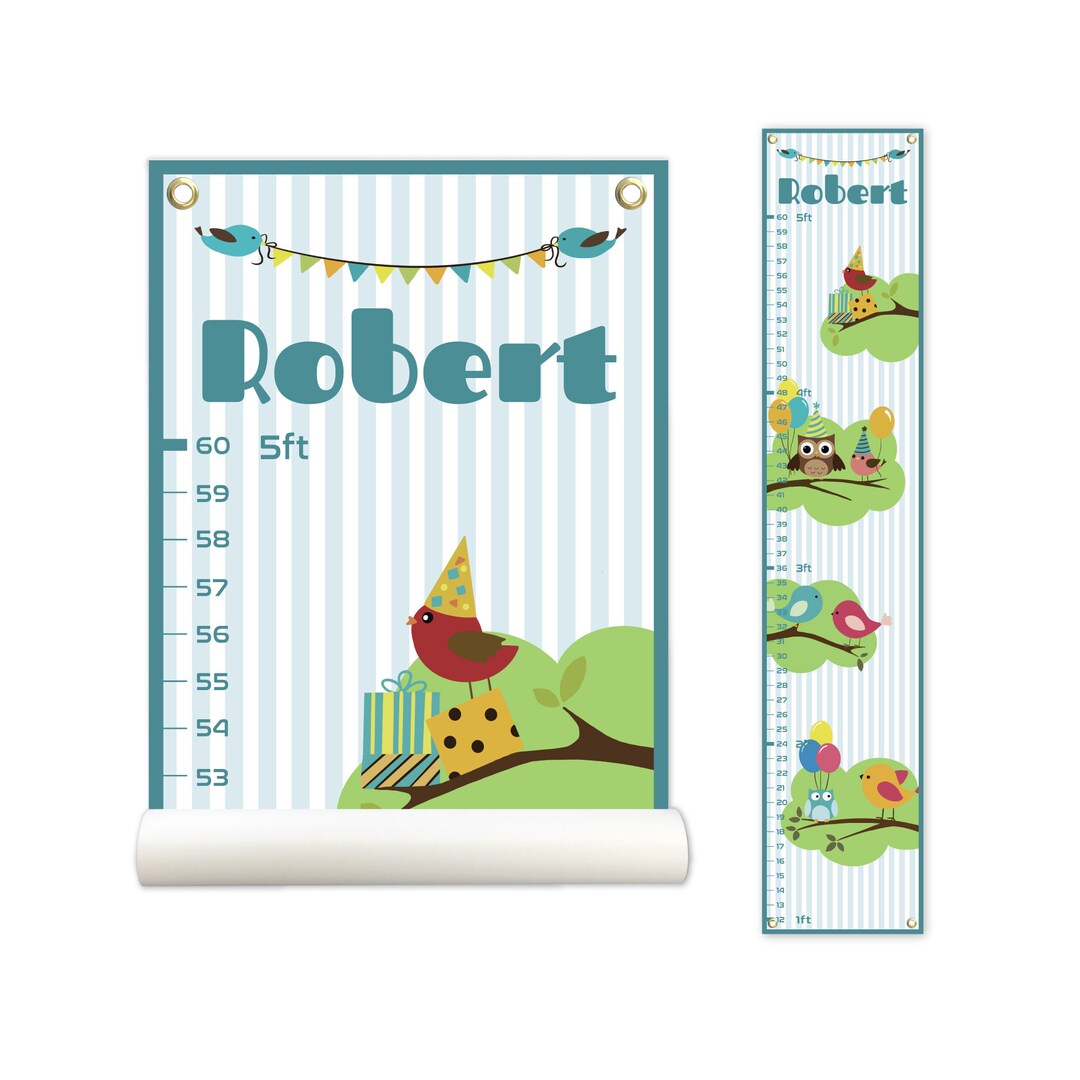 Birds Party, Personalized Growth Chart, Height Chart, Kids Growth Chart ...