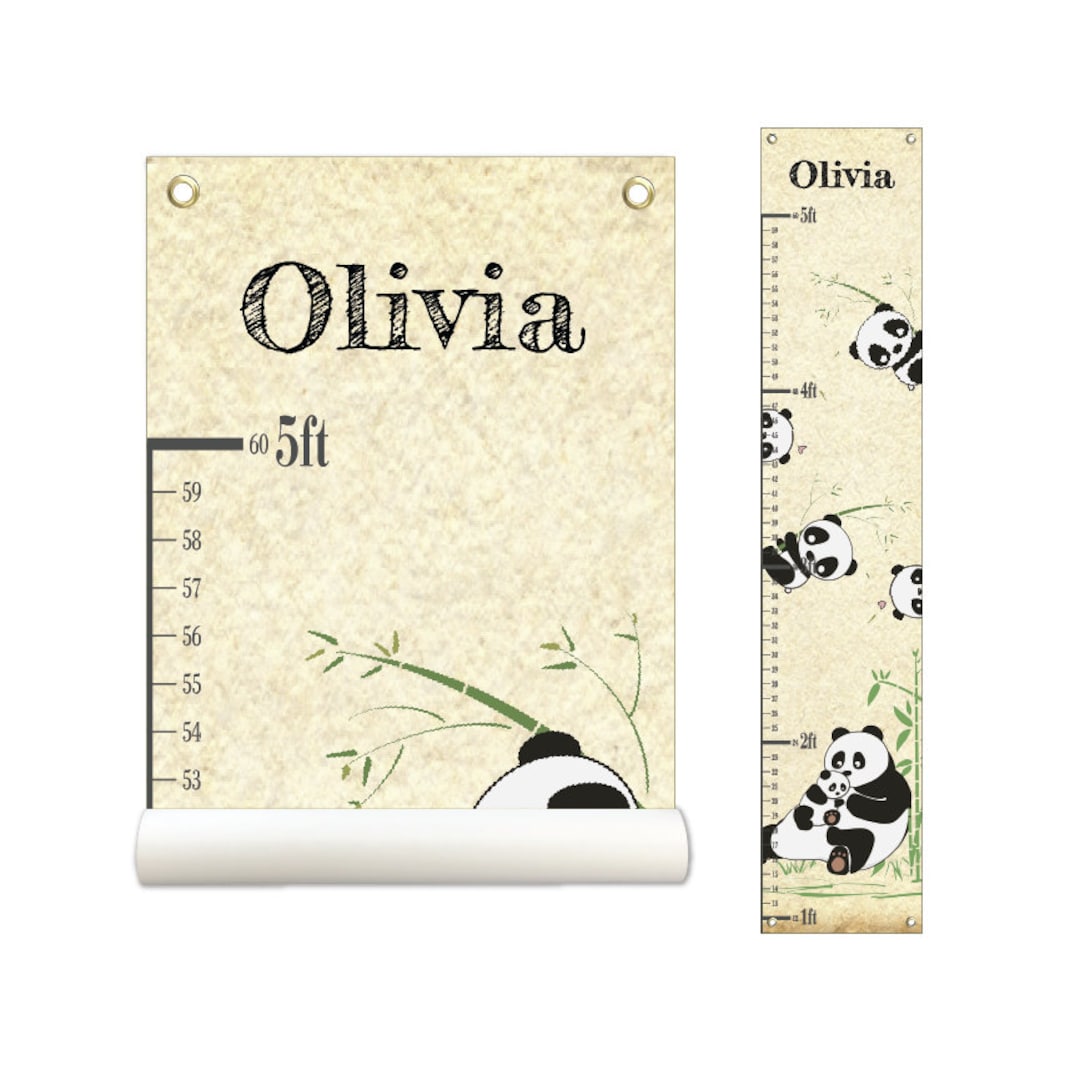 Panda, Personalized Growth Chart, Height Chart, Kids Growth Chart ...