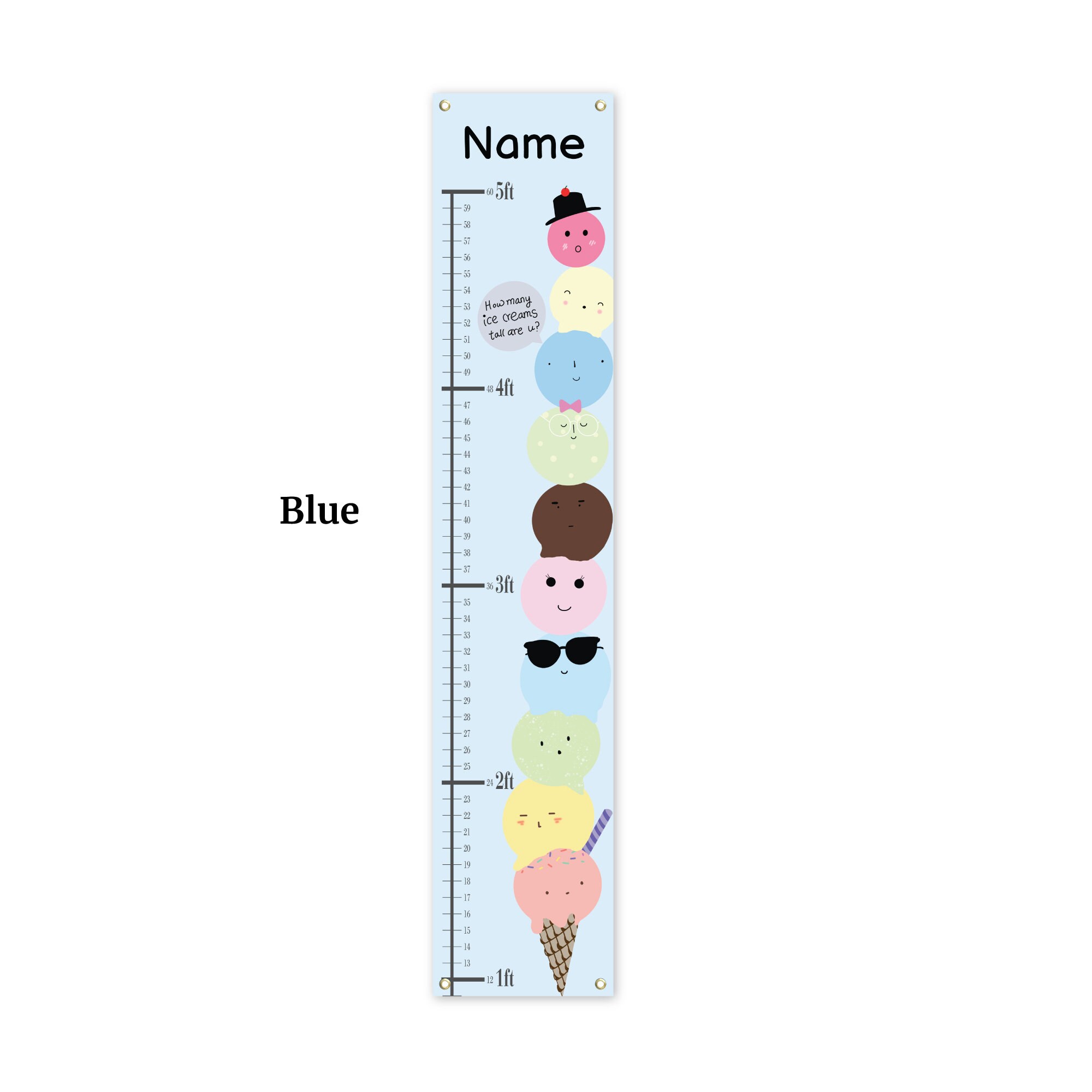 Ice Cream, Personalized Growth Chart, Height Chart, Kids Growth Chart ...