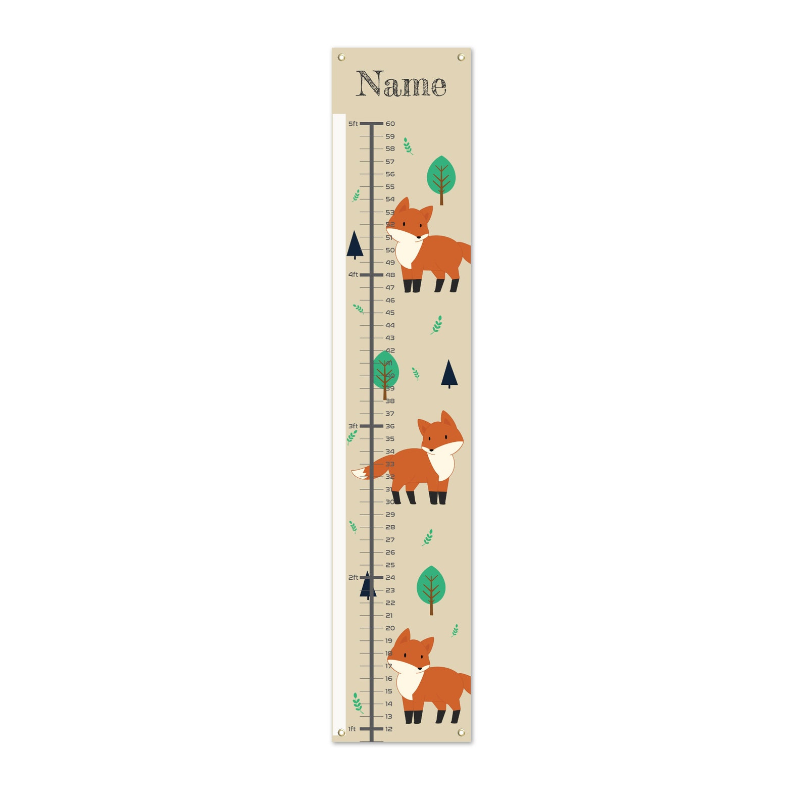 Fox, Personalized Growth Chart, Height Chart, Kids Growth Chart, Growth ...