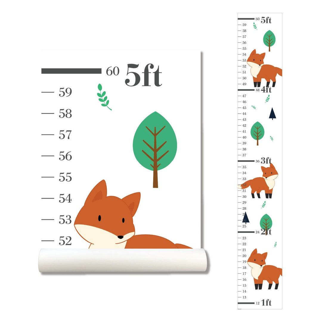 Fox, Growth Chart Wall Decal, Height Chart, Kids Growth Chart, Growth ...