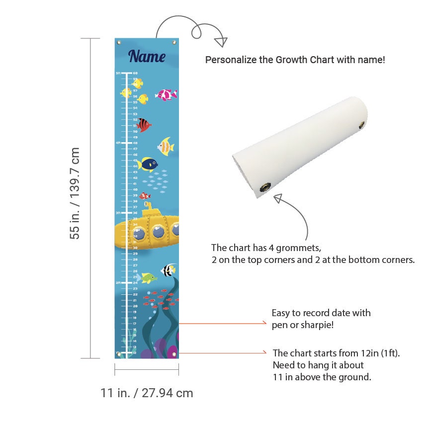 Personalized Growth Chart, Height Chart, Kids Growth Chart, Growth ...