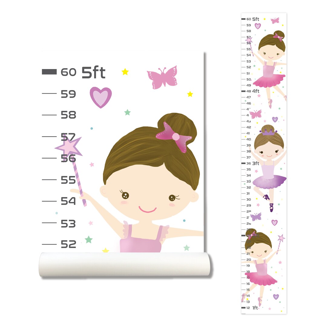Ballerina, Growth Chart Wall Decal, Height Chart, Kids Growth Chart ...
