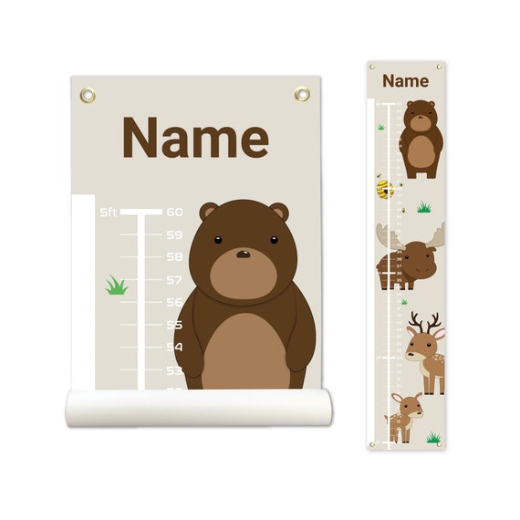 Personalized Growth Chart Bear Deer Moose Height Chart | Etsy