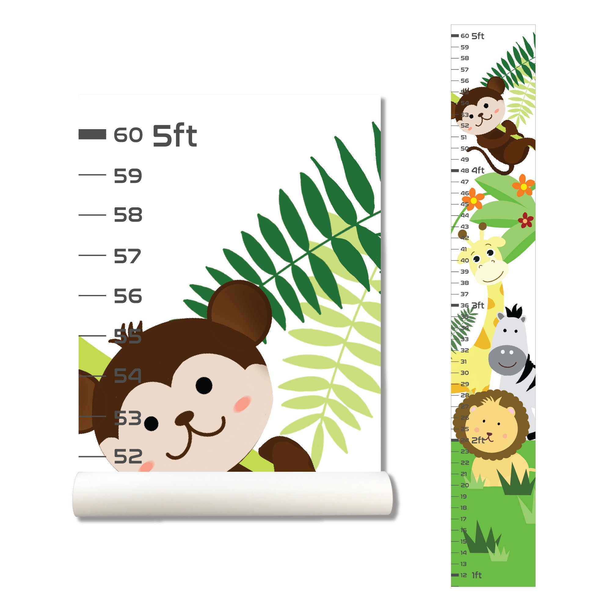 Zoo, Growth Chart Wall Decal, Height Chart, Kids Growth Chart, Growth ...