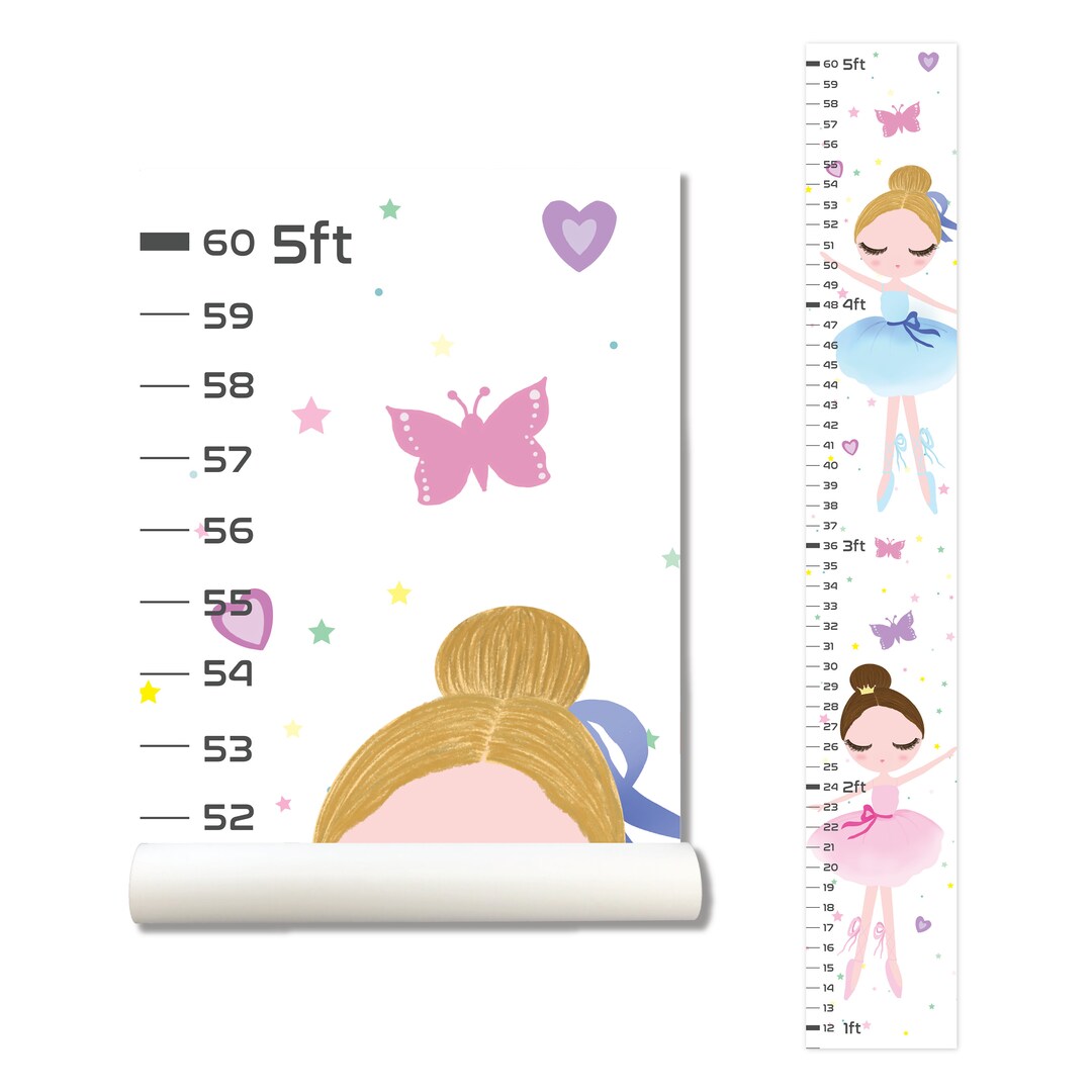 Ballerina, Growth Chart Wall Decal, Height Chart, Kids Growth Chart ...