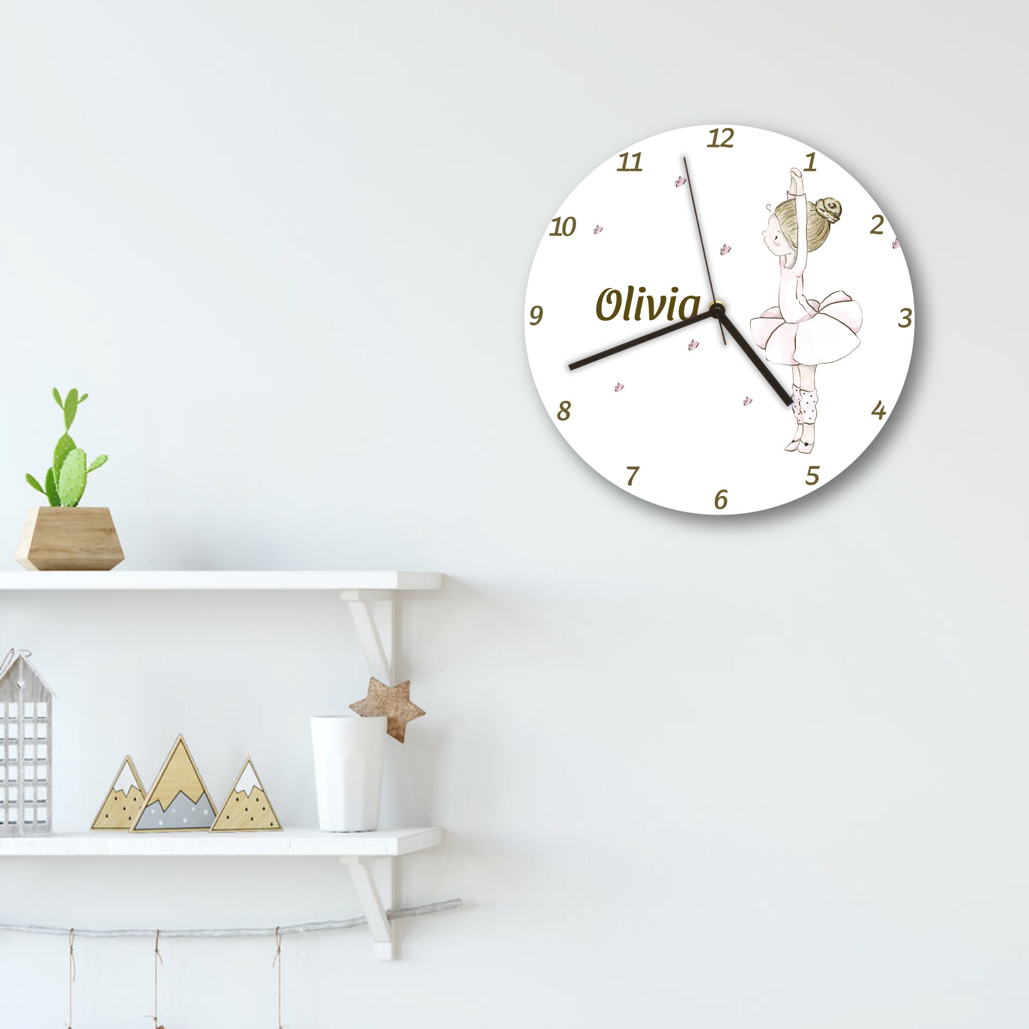 Personalized kids wall clock Girl wall clock Educational | Etsy