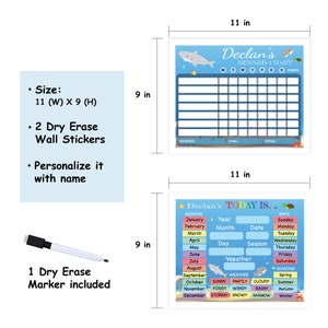 Ocean, Personalized Dry Erase Reward Chart and Kids Calendar Wall ...